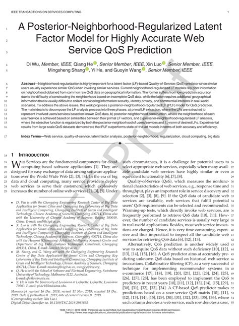 Pdf A Posterior Neighborhood Regularized Latent Factor Model For Highly Accurate Web Service