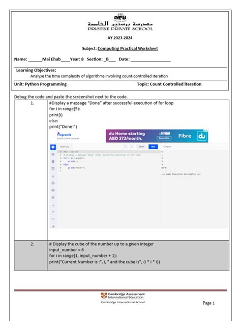 Pythonworksheetfor Pdf Control Flow Mathematics