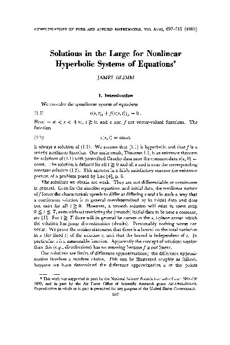 Pdf Solutions In The Large For Nonlinear Hyperbolic Systems Of Equations