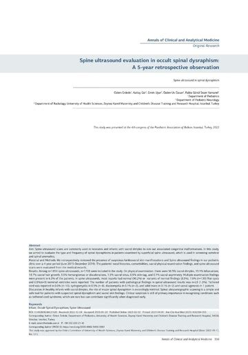 Spine Ultrasound Evaluation In Occult Spinal Dysraphism A 5 Year Retrospective Observation
