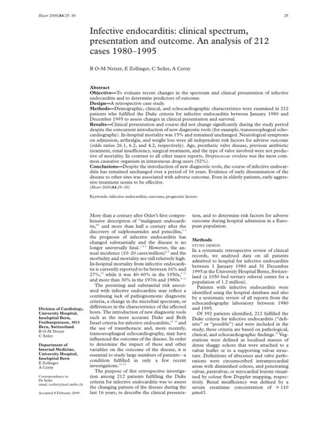 Pdf Infective Endocarditis Clinical Spectrum Presentation And Outcome An Analysis Of 212