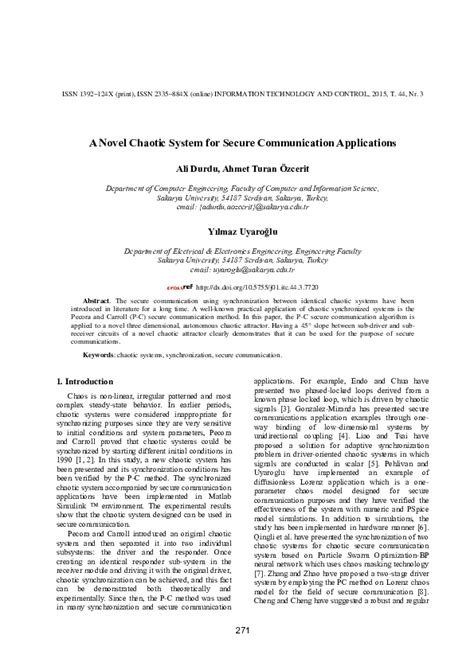 Pdf Chaotic System For Secure Communication