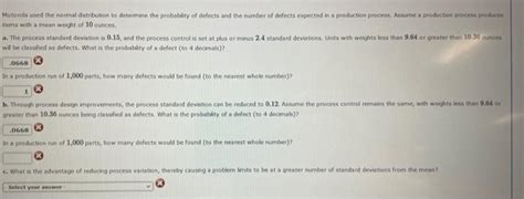 Solved Motoroly Used The Normal Dstribution To Determine The