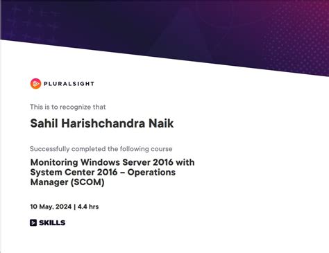 Sahil Naik On Linkedin Capgemini Pluralsight Scom Windowsserver Continouslearning