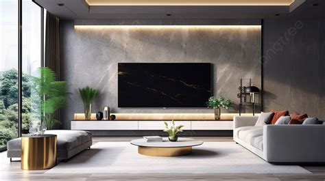 현대적인 인테리어의 콘크리트 벽에 스마트 Tv 모형을 걸고 있는 고급스러운 3d 렌더링 Tv 캐비닛 Tv 테이블 Tv 벽 배경 일러스트 및 사진 무료 다운로드
