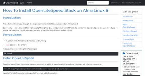 Crowncloud Wiki How To Install Openlitespeed Stack On Almalinux 8