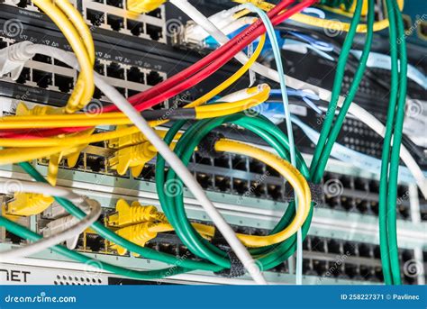 Ethernet Cables Connected To Server Switch Stock Image Image Of Center Connector 258227371
