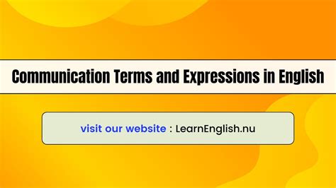 Communication Terms And Expressions In English Learn English
