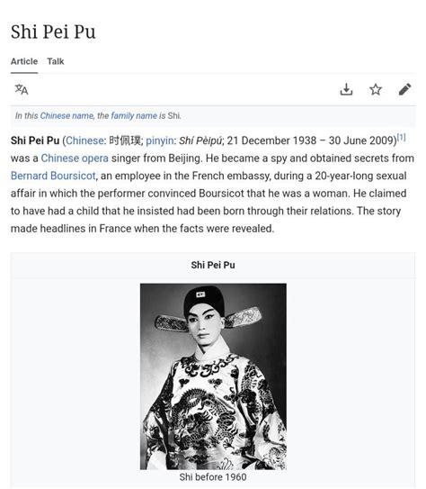 Shi Pei Pu Chinese Opera Singer Spy And Mother R Itsroger