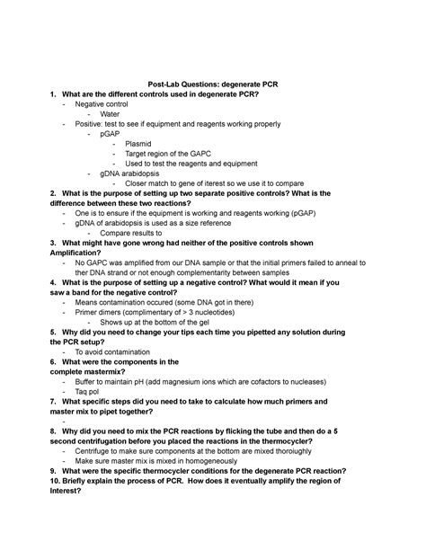 Post Lab 2 Answered Post Lab 2 Questions 208l Post Lab Questions