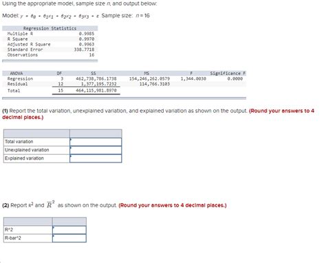 Solved Using The Appropriate Model Sample Size N And Chegg Com