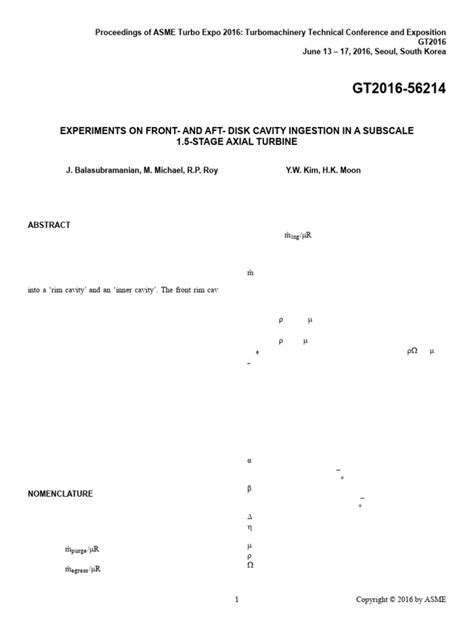 Experimental On Front And Aft Disk Cavity Ingestion In A Subscale 15