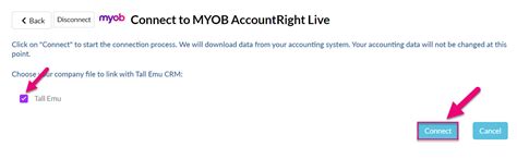 Connecting To MYOB General Help Tall Emu CRM