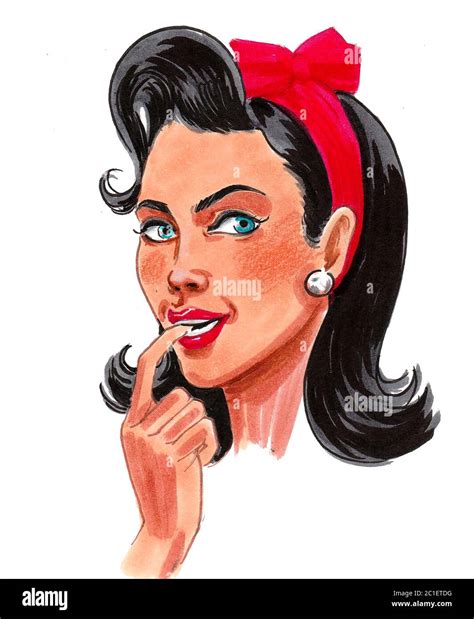 Pin Up Girl Face Drawing