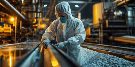 Chemical Engineer Controlling Mineral Ore Processing Line At A Factory