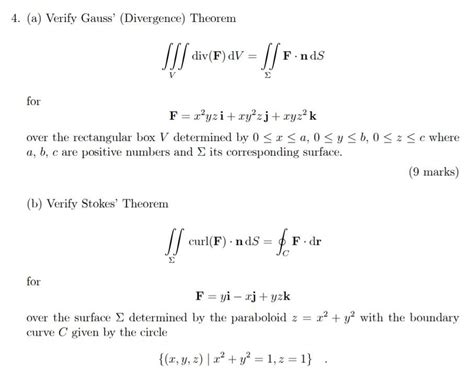 solved 4 a verify gauss divergence theorem si div f