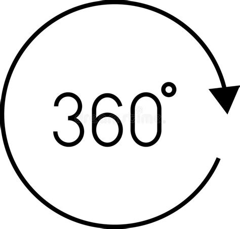 360 Degrees Vector Icon Set Round Signs With Arrows Rotation To 360 Degrees Stock Illustration