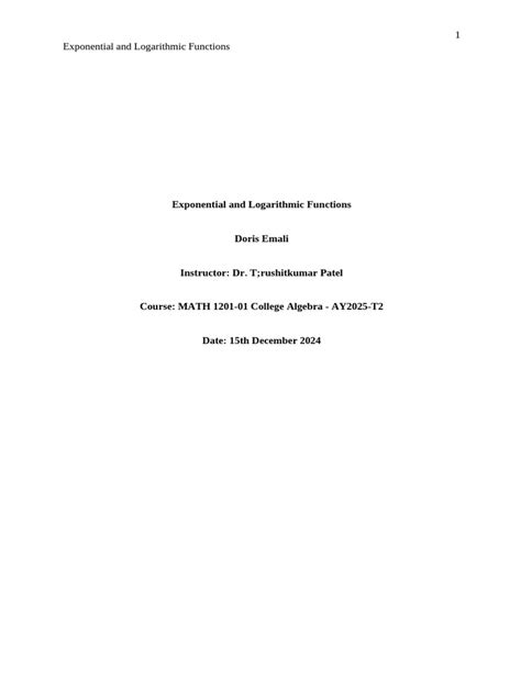 Math Assignment Unit 5 Math 1201 01 Ay2025 T2 Pdf Exponential Function Exponentiation