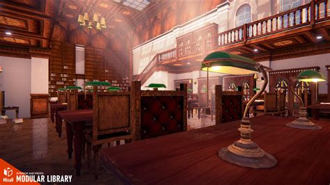 Modular Library Interior And Props