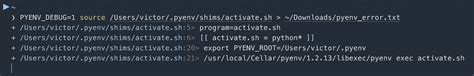 source ~ pyenv shims activate sh crashes without error message · issue