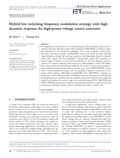 pdf hybrid low switching frequency modulation strategy with high
