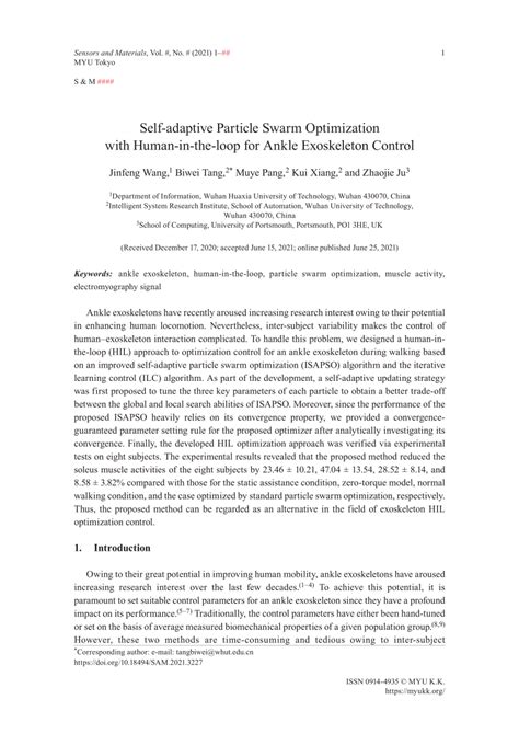 Pdf Self Adaptive Particle Swarm Optimization With Human In The Loop