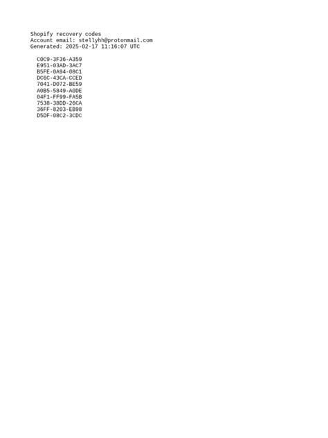 Shopify Recovery Codes Pdf
