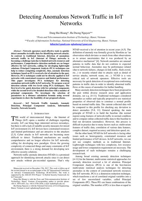 Pdf Detecting Anomalous Network Traffic In Iot Networks