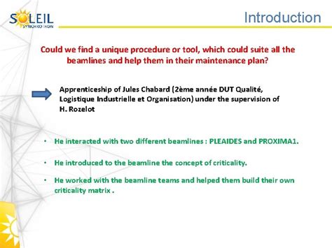 Identification Of Critical Beamline Components For Preventive Maintenance