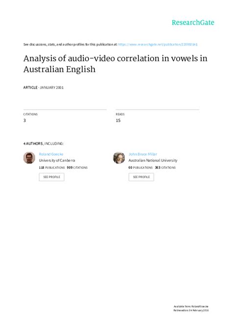 Pdf Analysis Of Audio Video Correlation In Vowels In Australian English