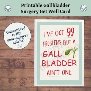 Gallbladder Surgery Funny Get Well Card Printable Removal