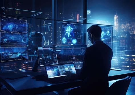 Premium Ai Image Ai Cybersecurity Agents Conducting A Virtual Patrol Ensuring The Security And