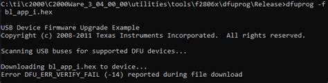 tms320f28069 bootloader dfu on conltrolcard f28069 dfu err verify