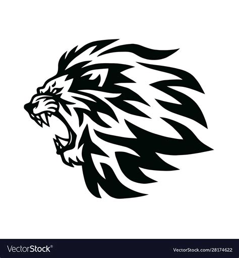 Angry Lion Head Roaring Logo Template Line Vector Image