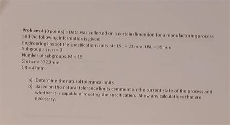 Solved Problem 4 8 Points Data Was Collected On A