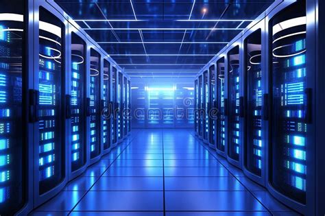 Generative Ai Image Of Data Storage Center In Server Room With Advanced Technology Stock