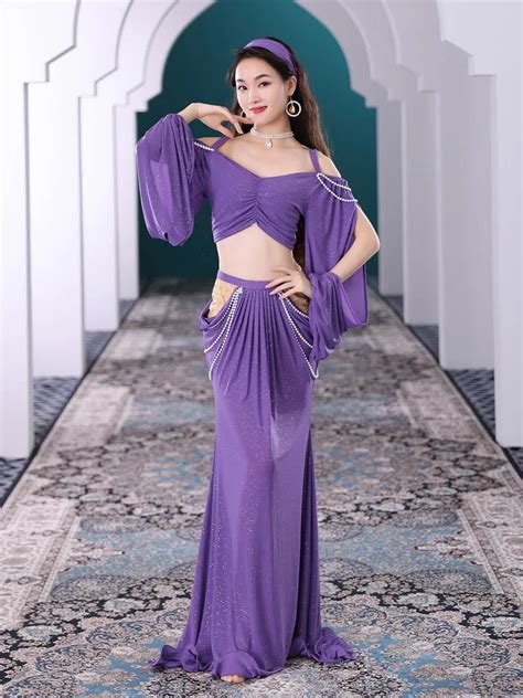 Elegant Purple Belly Dance Costume With Veil On Luulla