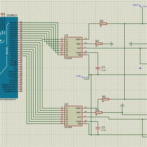 circuit schematic of the microcontroller based circuit of lorenz system