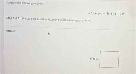 Solved Consider The Following Relation 5y X 4x X