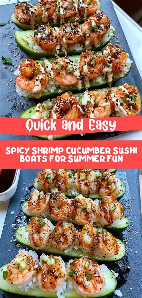 Irresistible Spicy Shrimp Cucumber Sushi Boats Recipe Baza Recipe