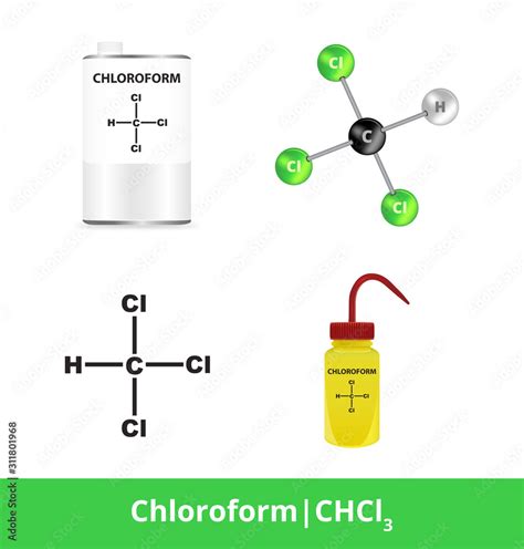 Vector Chemical Set With Chloroform Or Trichloromethane Chcl3 Metal Liquid Container Can