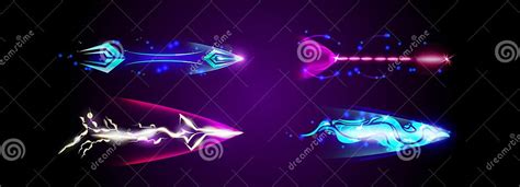 Glowing Flying Arrow With Vfx Motion Effect Stock Vector