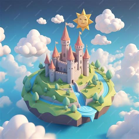 A Cute Clay Castle In The Clouds Premium Ai Generated Image