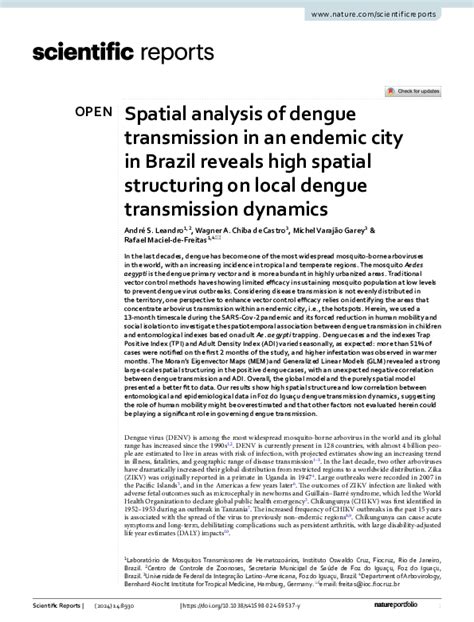 Pdf Spatial Analysis Of Dengue Transmission In An Endemic City In Brazil Reveals High Spatial