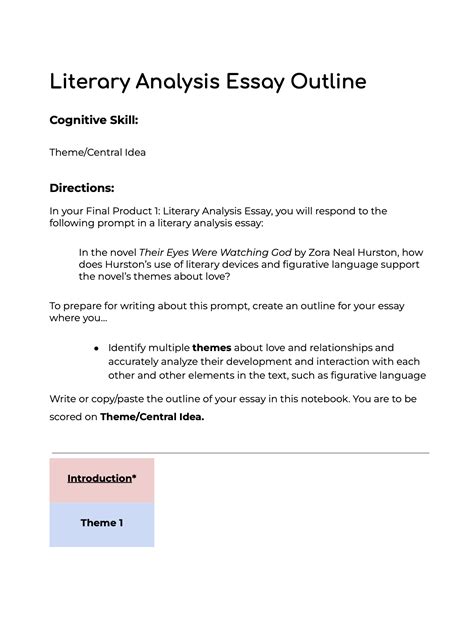 Literary Analysis Outline A Comprehensive Guide To Writing A Literary