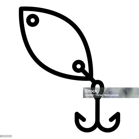 미끼 라인 아이콘입니다 흰색으로 분리된 루어 그림 태클 윤곽선 스타일 및 응용 프로그램을 위해 설계되었습니다 Eps 10 10에