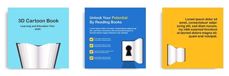 3d 만화 스타일 소셜 미디어 유익한 교육 및 학습 팁 포스트 배너 템플릿 레이아웃 디자인 열쇠 구멍으로 문을 예약하십시오 3차원 형태에 대한 스톡 벡터 아트 및 기타