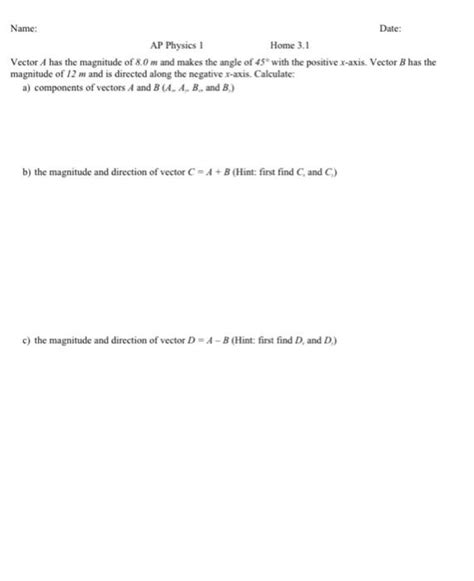 Solved Vector A Has The Magnitude Of 8 0 M And Makes The