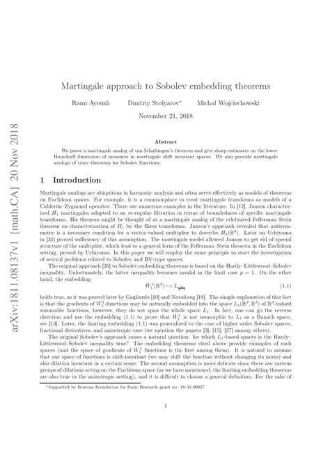 Pdf Martingale Approach To Sobolev Embedding Theorems