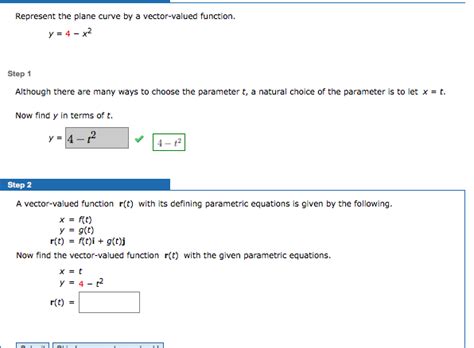 solved represent the plane curve by a vector valued